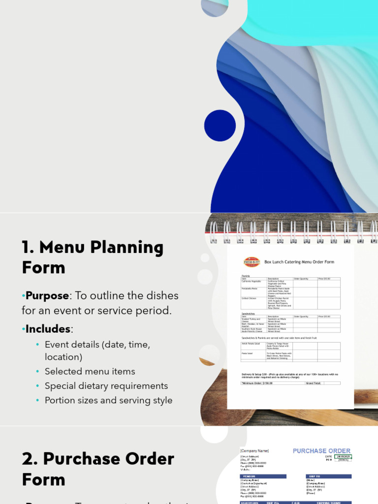 Forms Used in Catering Control Systems | PDF | Menu | Business