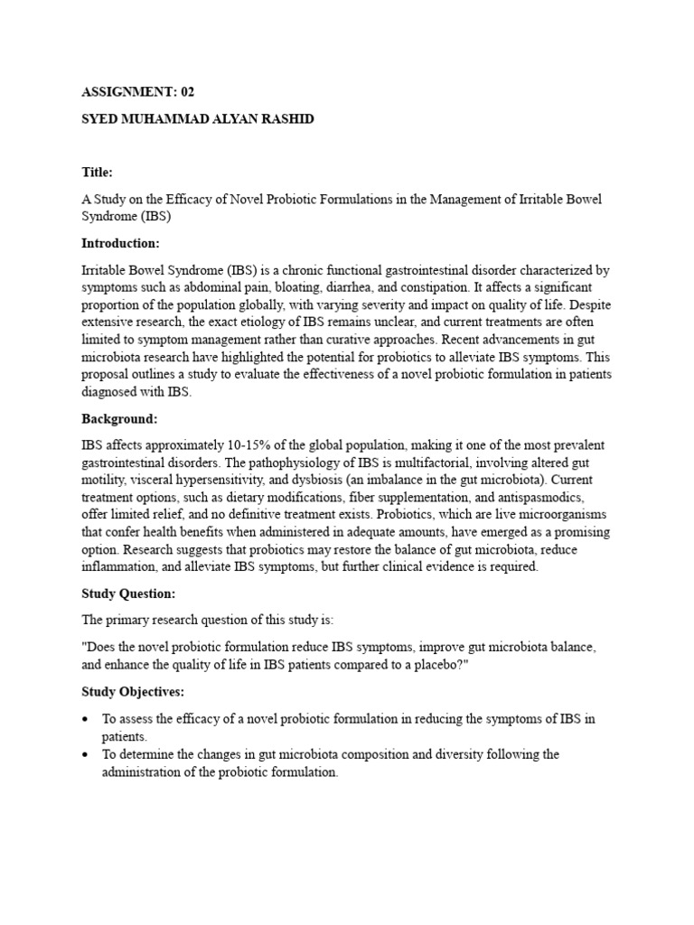 ASSIGNMENT 02 SYED MUHAMMAD ALYAN | PDF | Irritable Bowel Syndrome ...