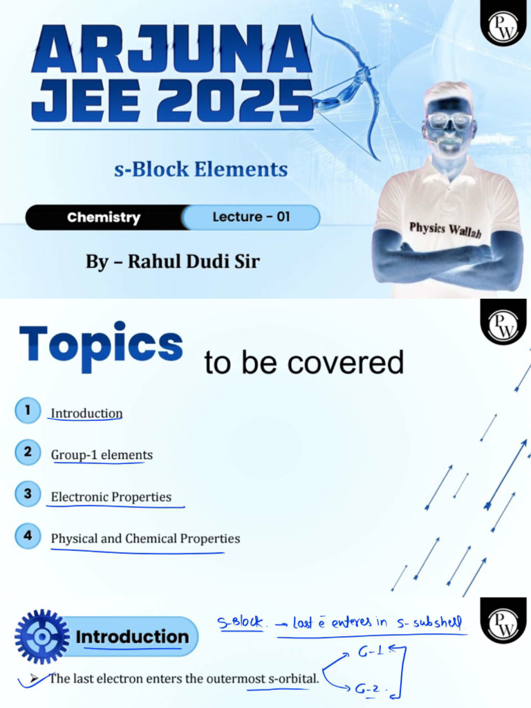 S-Block Elements 01 - Class Notes - Arjuna JEE 2025-Invert | PDF