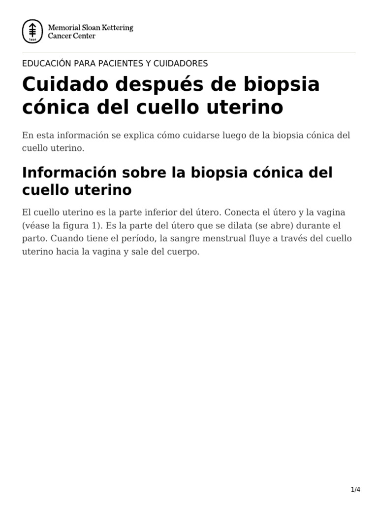 Instructions After Cone Biopsy Cervix | PDF | Vagina | Reproducción humana