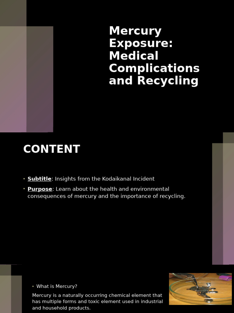 Mercury exposure ppt -BTD | PDF | Mercury (Element) | Medical Specialties
