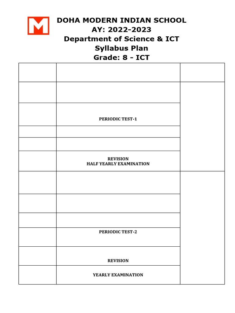 Grade 8 ICT Syllabus Overview | PDF