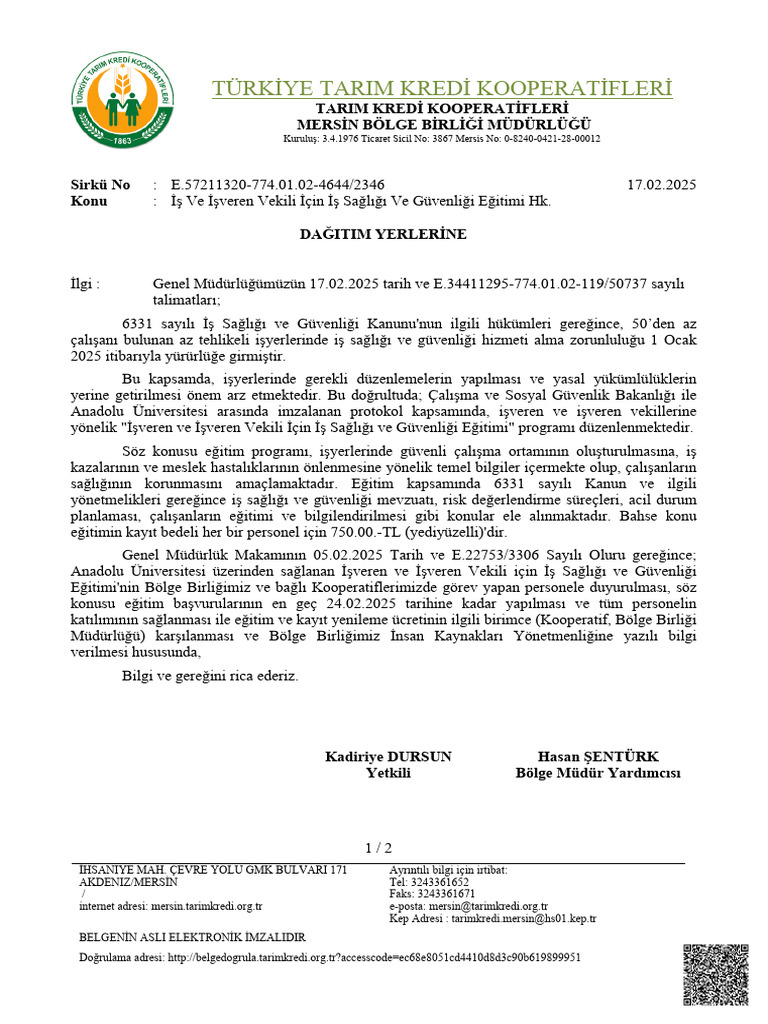 Türkiye Kredi Kooperatifleri: Tarim | PDF