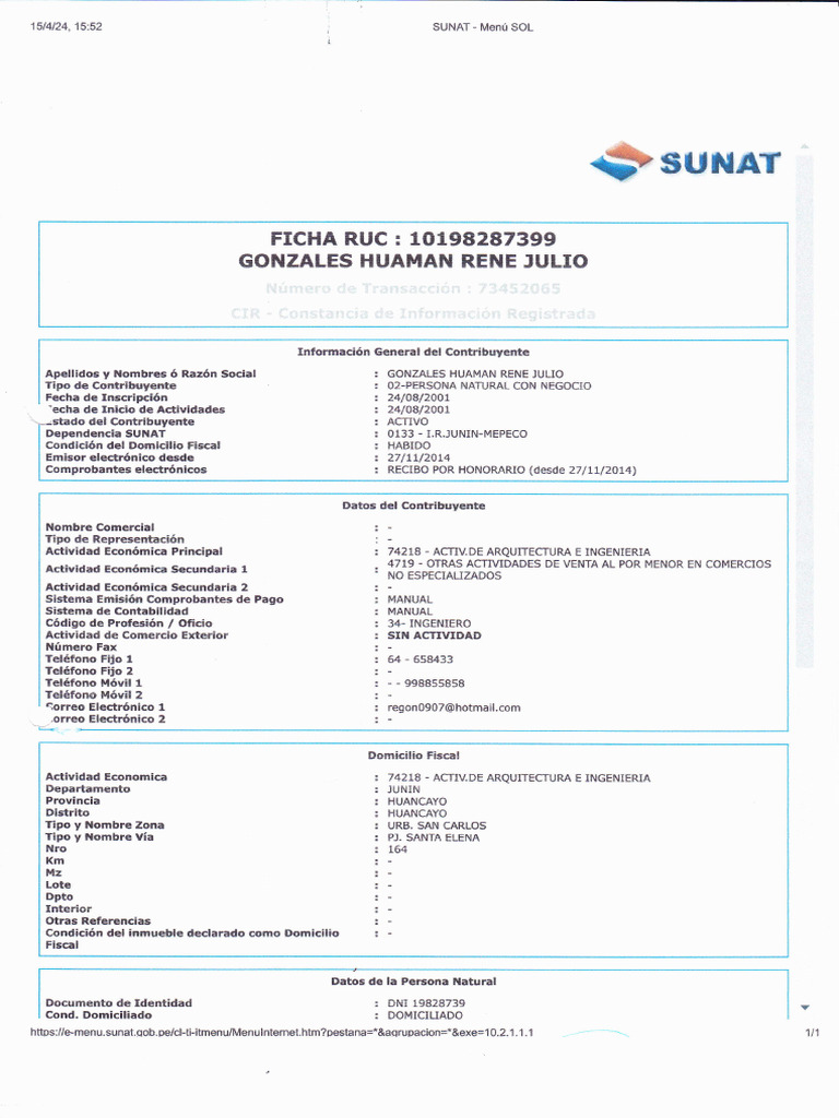 sunat, ruc y suspension | PDF