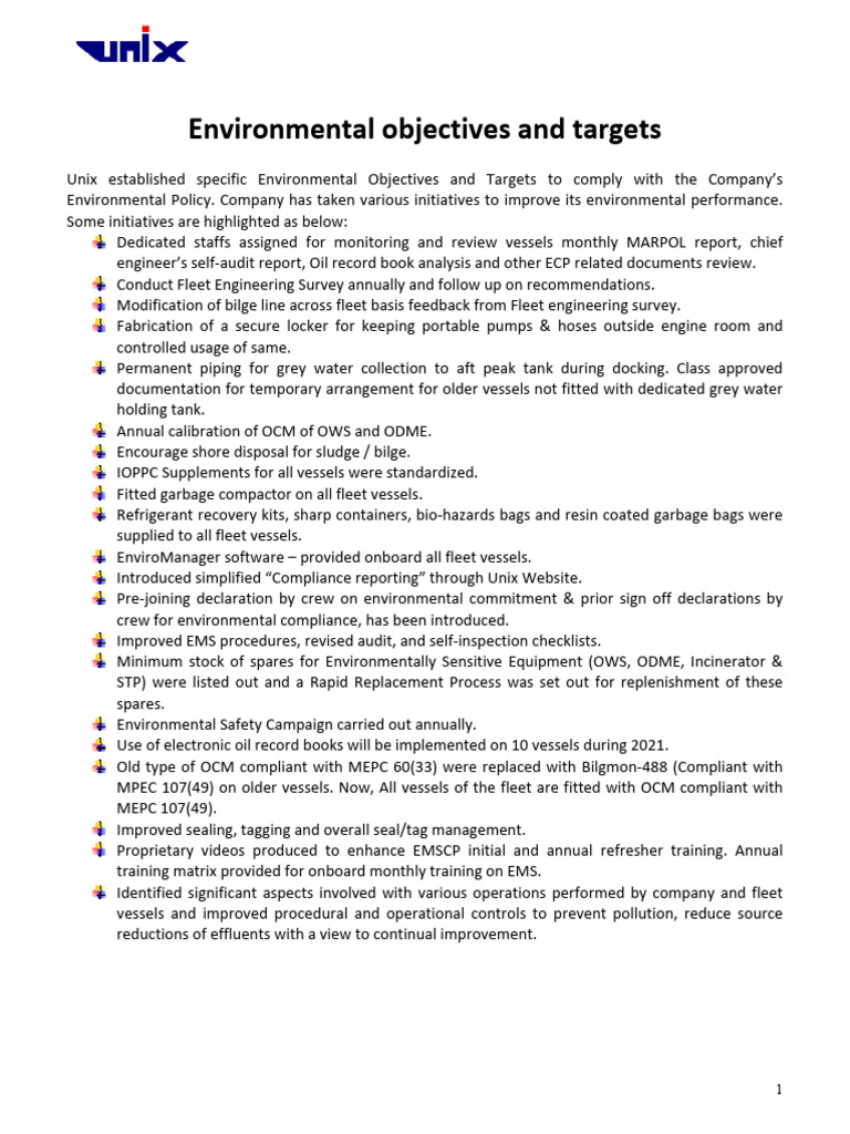 Environmental Objectives and Targets | PDF | Efficient Energy Use