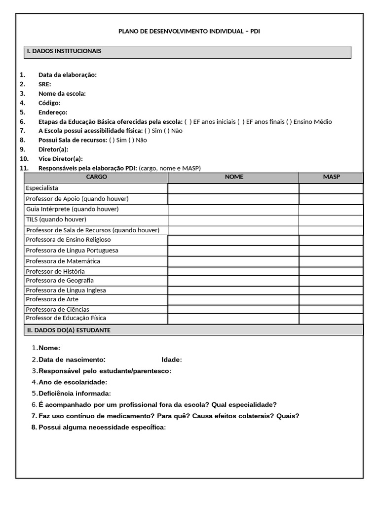 Plano de Desenvolvimento Individual - PDI | PDF | Pensamento | Aprendizado