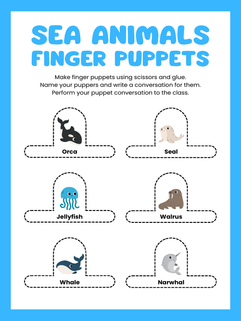 Create Sea Animal Finger Puppets | PDF