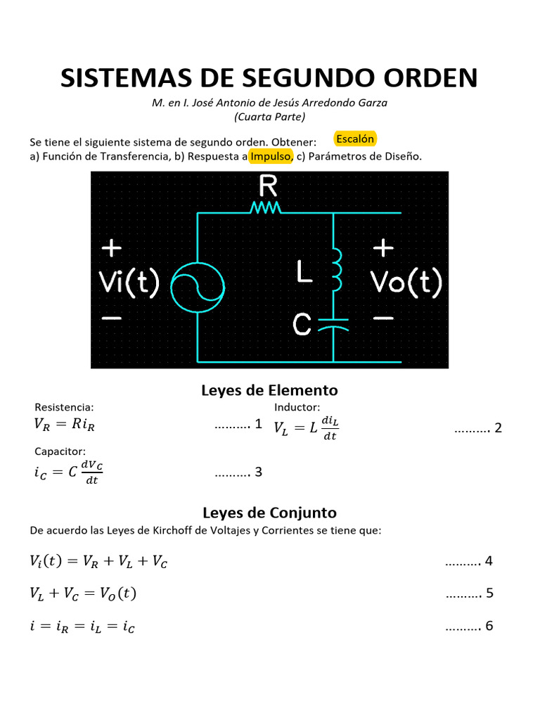 SISTEMAS DE SEGUNDO ORDEN Parte 4 | PDF | Ecuaciones | Ingenieria Eléctrica