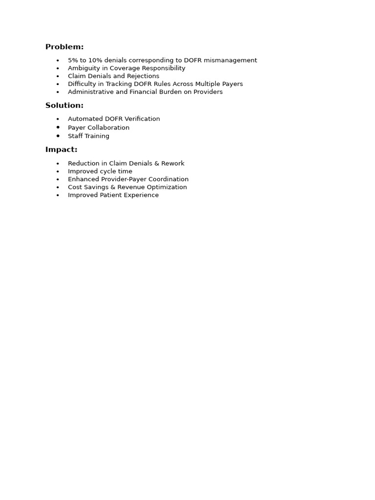 Optimizing DOFR in Medical Billing | PDF