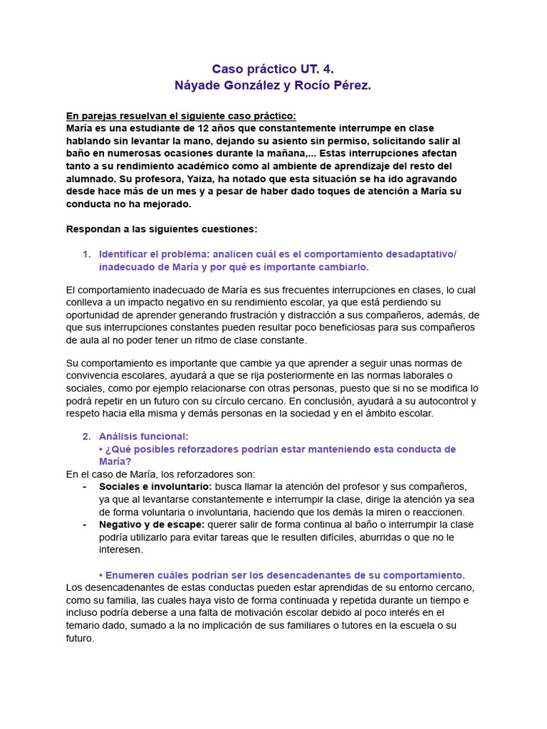 Caso Práctico UT 4 | PDF | Comportamiento | Salón de clases