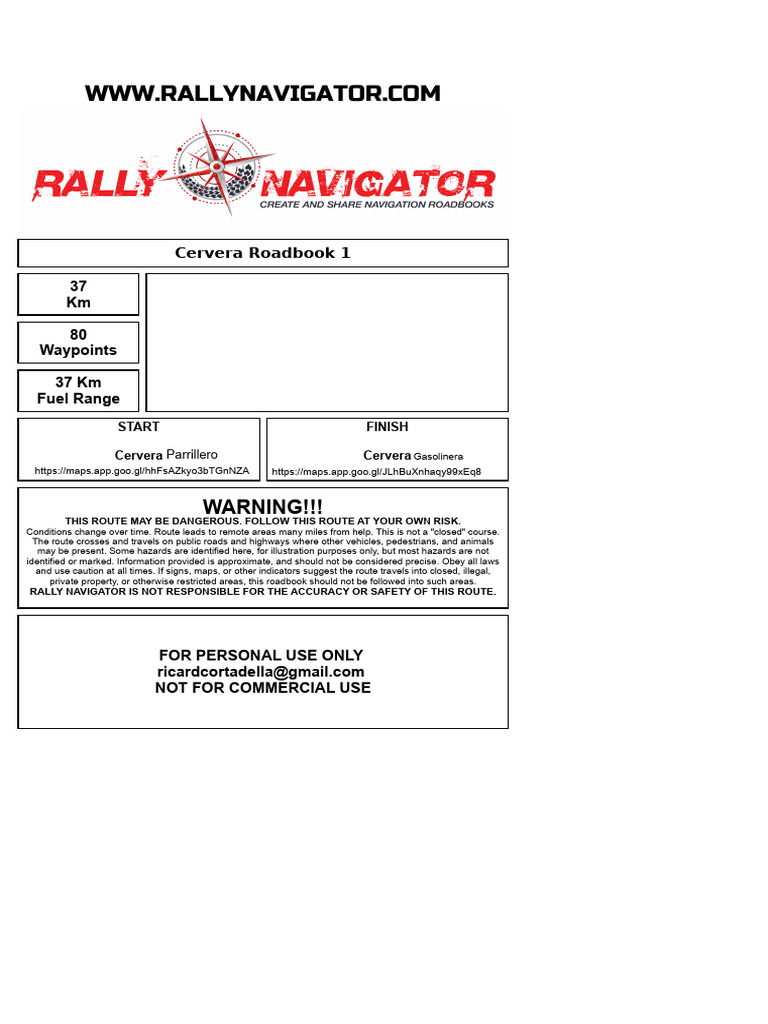 Cervera-Roadbook-Unificado A4 | PDF | Navigation | Transport