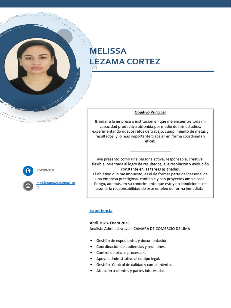 Cv-Melissa Lezama | PDF