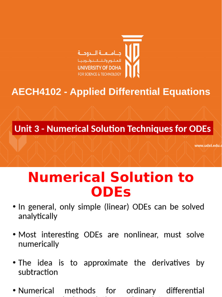 +++unit 3 - Numerical Solution Techniques For ODEs | PDF | Finite Difference | Ordinary ...