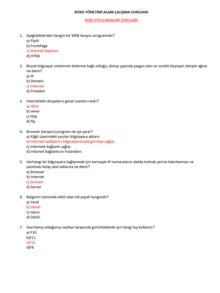 07111816 BURO YONETiMi Calisma Sorulari | PDF