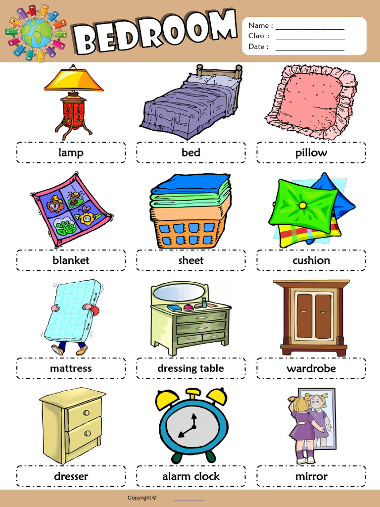 Bedroom Esl Picture Dictionary For Kids | PDF