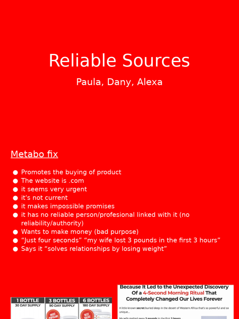 Reliable Sorces - Paula, Dany, Alexa B4 | PDF