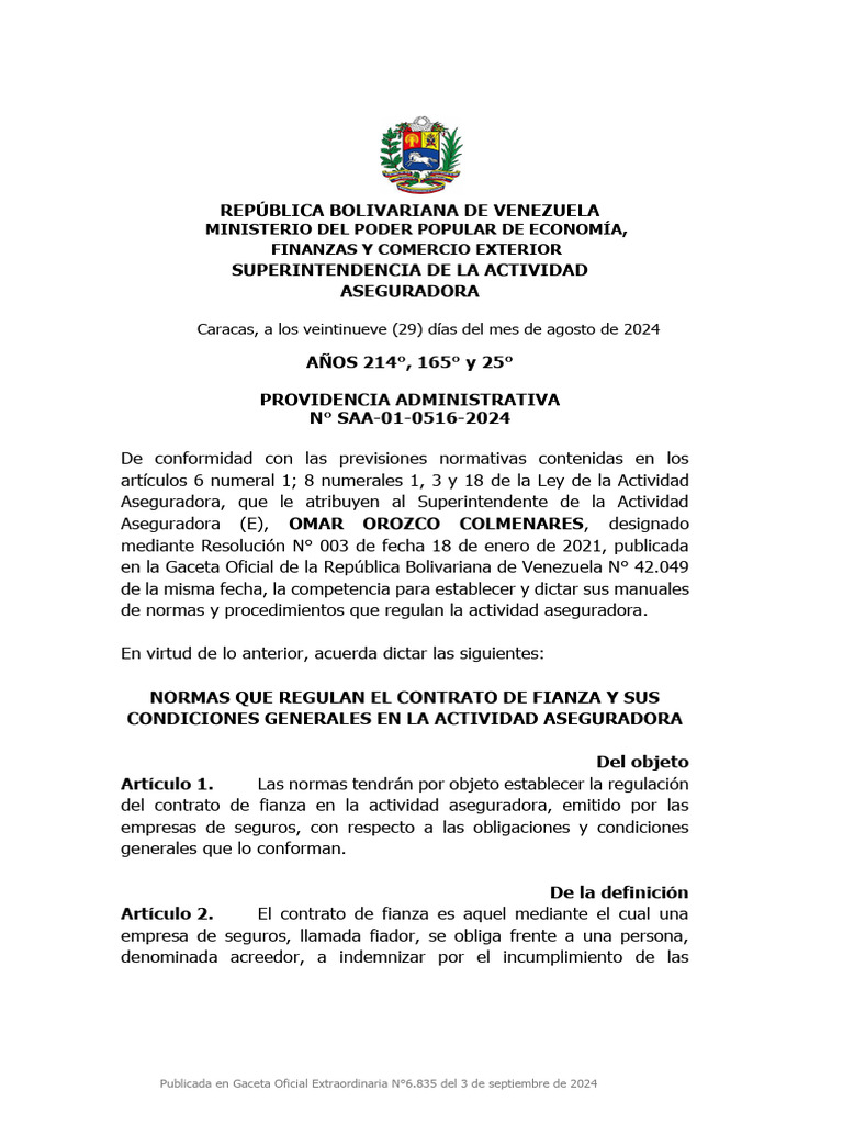 Normas Que Regulan El Contrato de Fianza | PDF | Seguro | Reaseguro