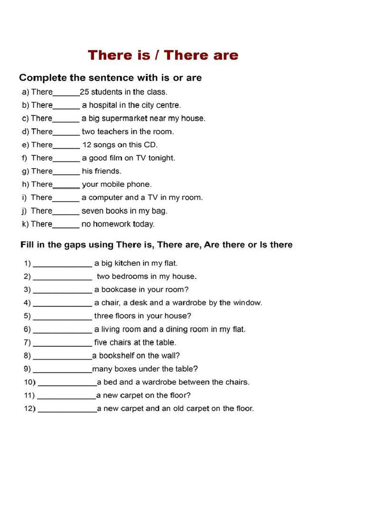 Grammar Exercises: "Is" vs. "Are" | PDF