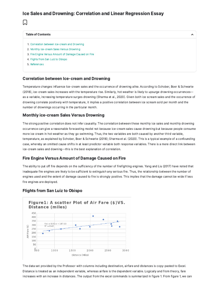 Ice Sales and Drowning - Correlation, Linear Regression - 379 Words ...