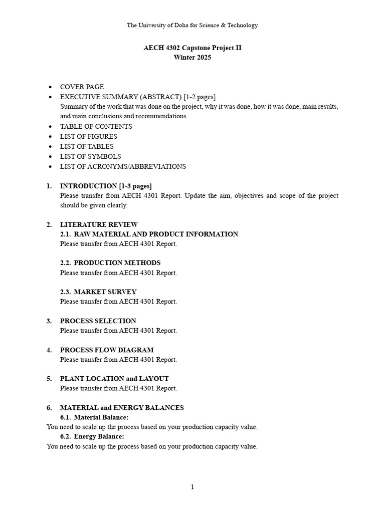 AECH 4302 Capstone II Guideline | PDF | Heat Exchanger | Chemical Reactor
