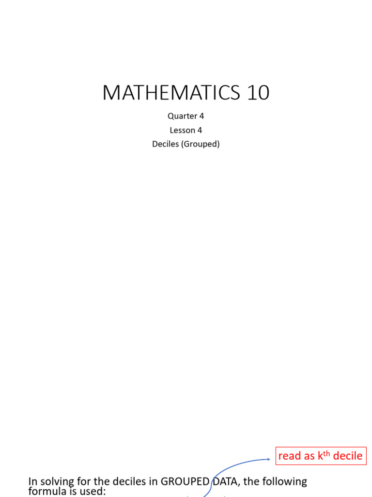 Sy2024 25 Q4 Lesson 4 Deciles Grouped | PDF