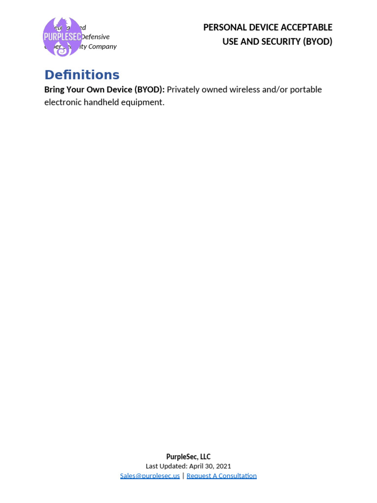 Security-Policy-16-Personal-Device-Acceptable-Use-And-Security-BYOD | PDF | Security | Computer ...