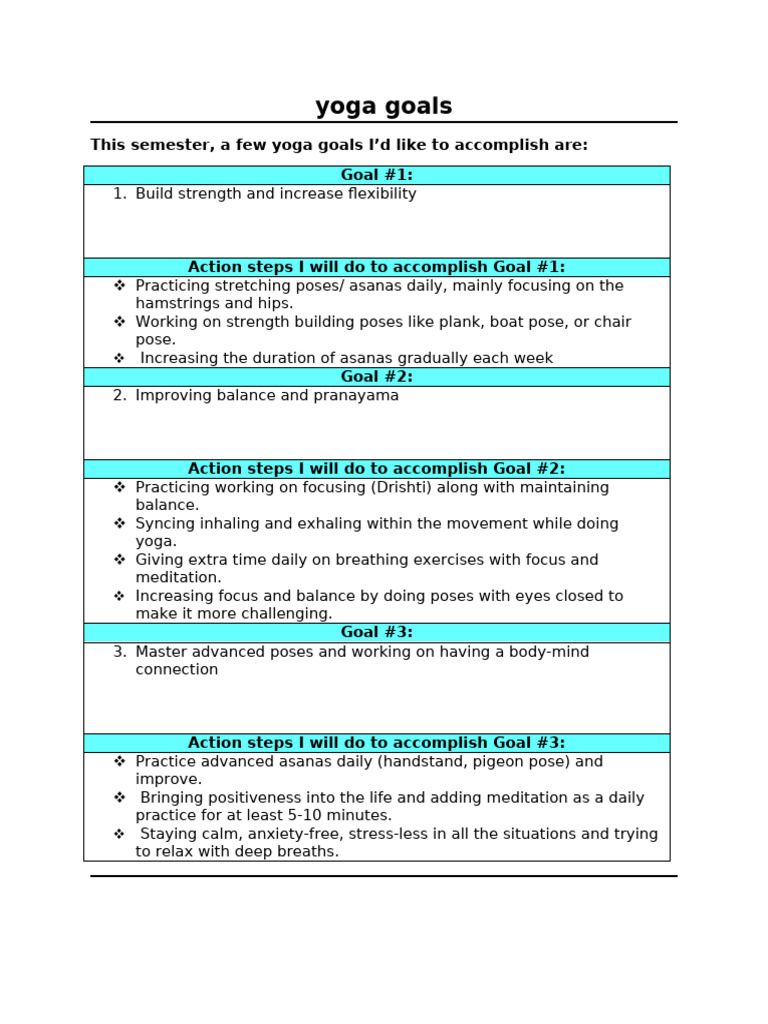 Yoga Goals for Strength and Balance | PDF