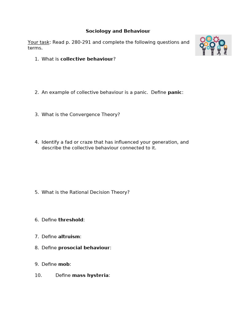 Hsp3u Sociology and Behaviour Worksheet | PDF