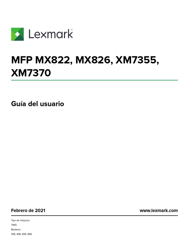 Lexmark MX822 MX826 XM7355 XM7370 UserGuide Es | PDF | Impresora ...