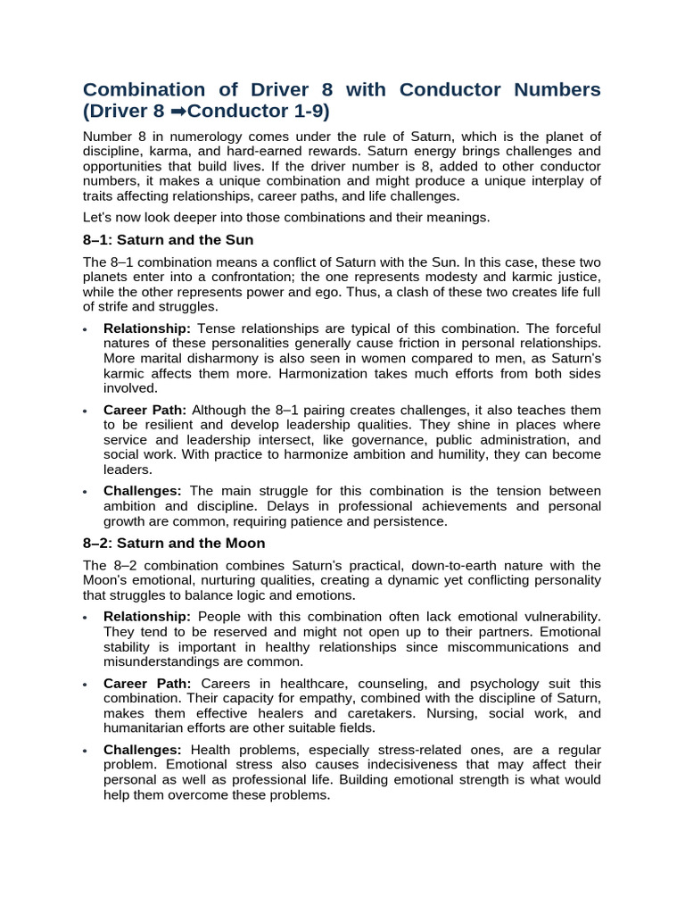 Combination of Driver 8 With Conductor Numbers | PDF | Disciplines ...