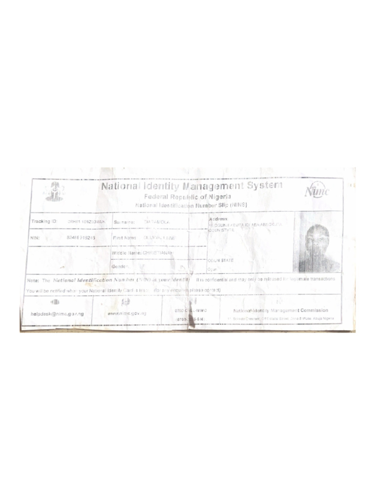 National Identity Management System | PDF