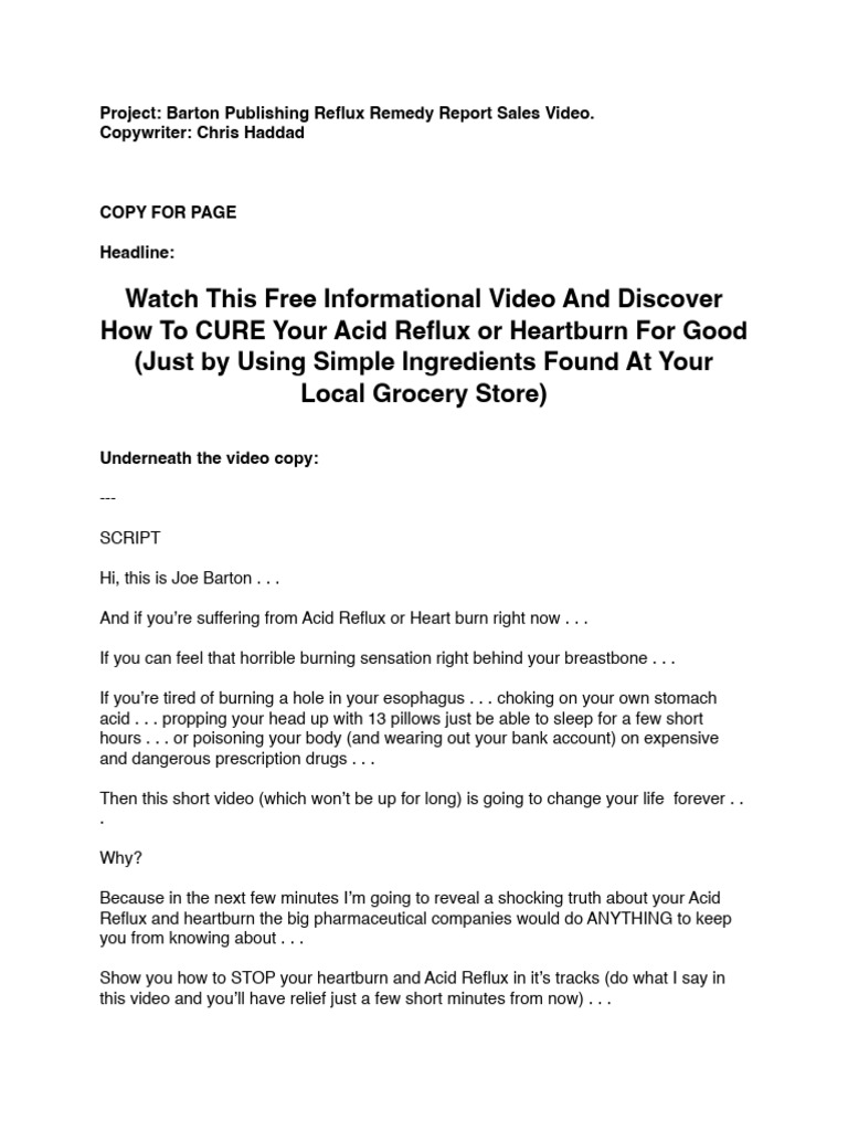 Barton Reflux Remedy Script | PDF | Heartburn | Gastroenterology