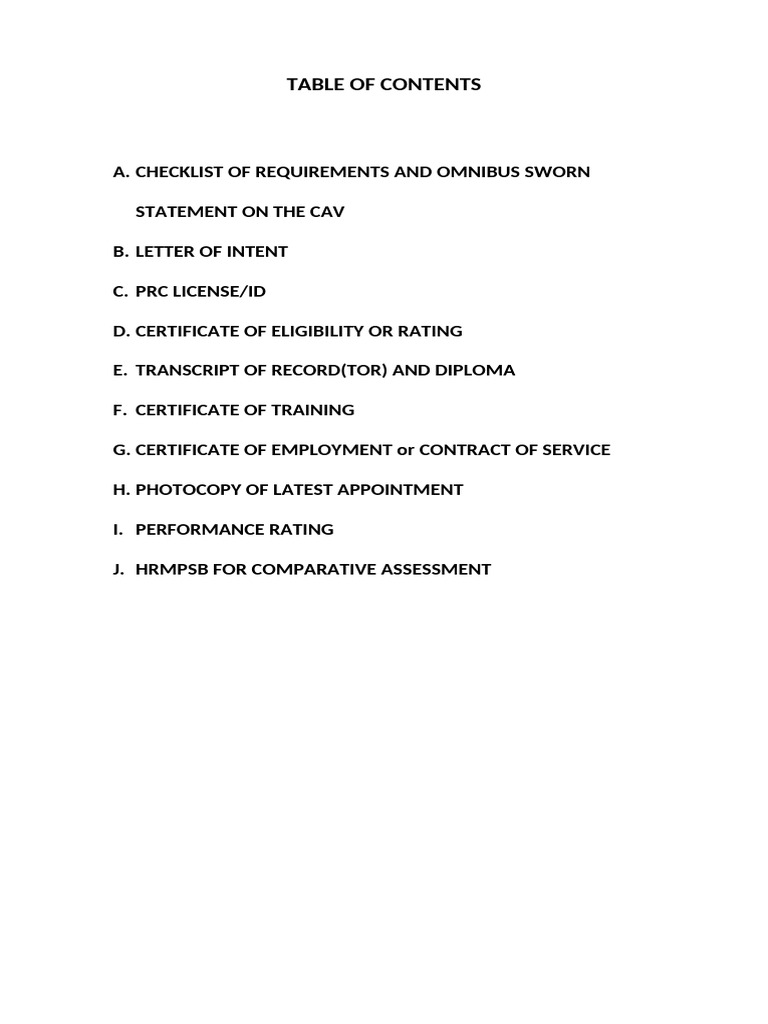 CAV Application Requirements Checklist | PDF