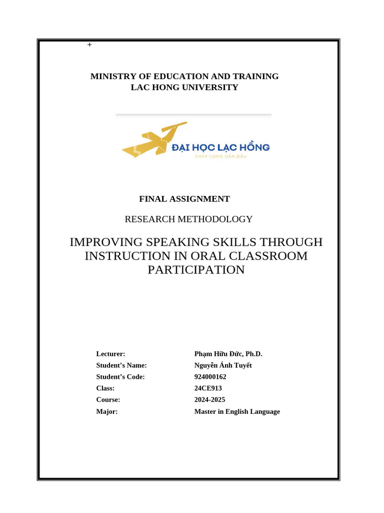 Research Methodology - Final Essay | PDF | Learning | Fluency