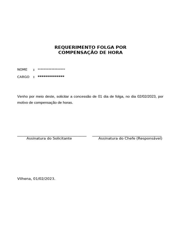 Requerimento de Folga Por Compensacao de Hora | PDF