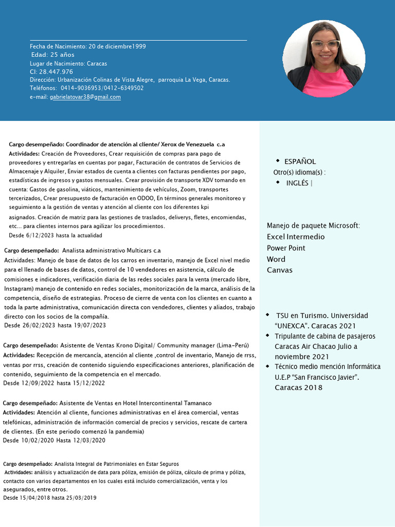 Currículum Gabriela Tovar 2025 | PDF