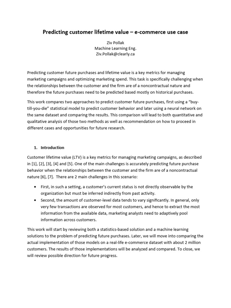 Predicting Customer Lifetime Values - Ecommerce U | PDF | Machine Learning | Statistics