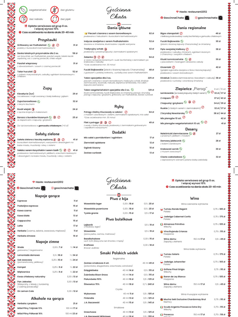 Menu Polskie Goscinna Chata | PDF