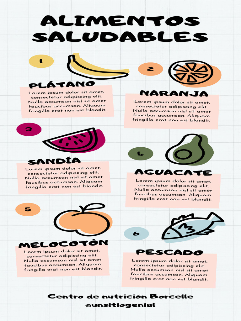 Infografía Alimentos Saludables Ilustrado Colorido | PDF