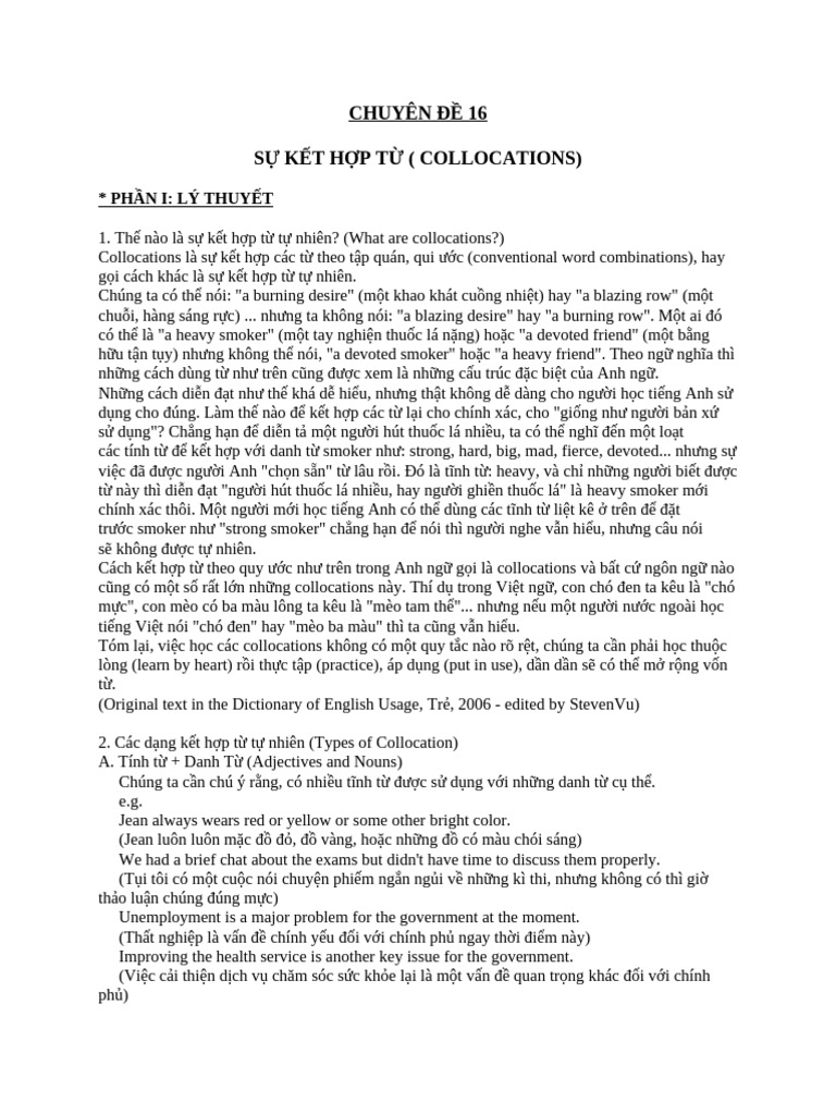 Chuyên Đề Collocation 1 | PDF