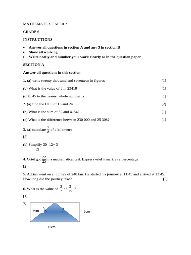 Grade 6 Maths Pdf Elementary Geometry Mathematics
