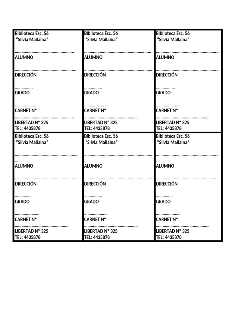 Carnet Biblioteca Esc | PDF