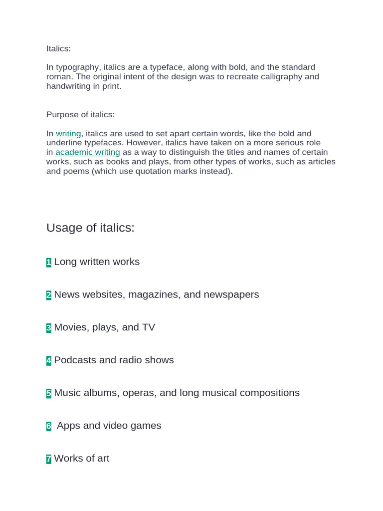 Italics For Emphasis, Antithesis | PDF