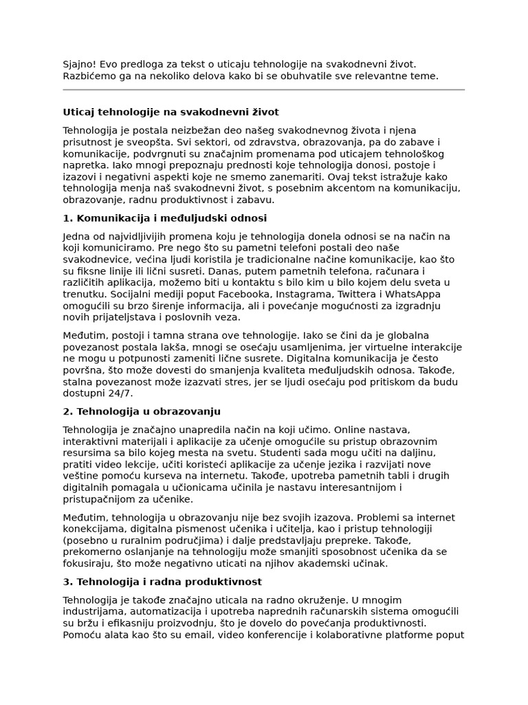 Utjecaj Tehnologije | PDF