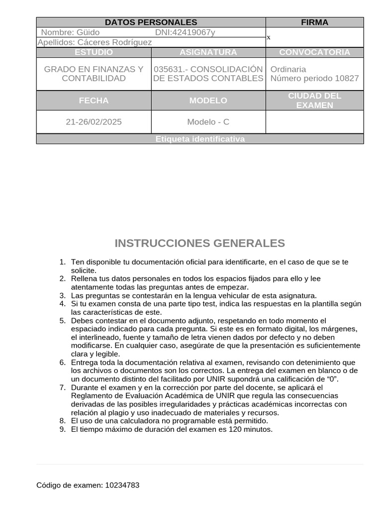 Examen Conso | PDF | Compartir (Finanzas) | Contabilidad