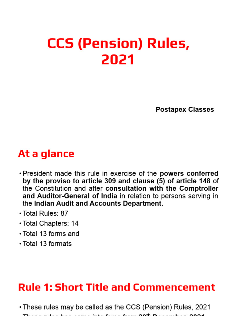 CCS Pension Rules 2021 Overview | PDF | Pension | Retirement