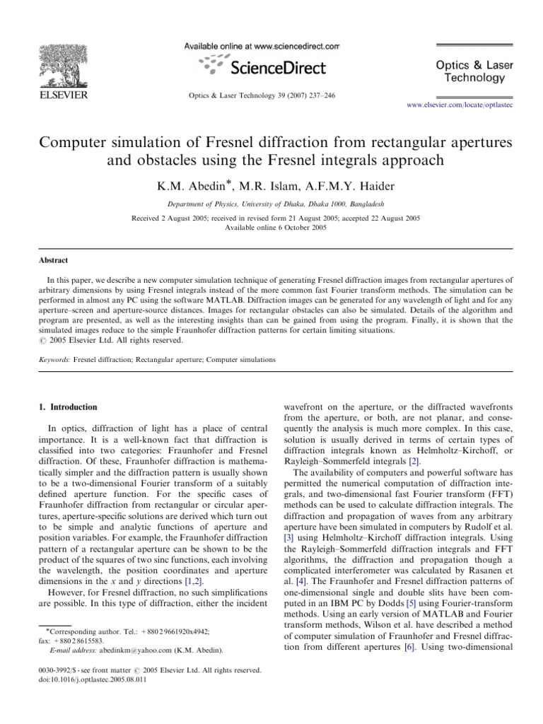 Patrones Difracción Fresnell | PDF | Diffraction | Oscillation
