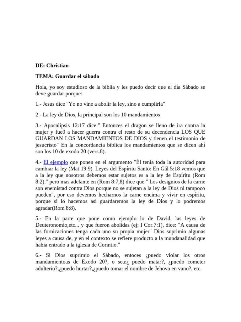 Guardar el sabado | PDF | Cristo (título) | Sacerdote