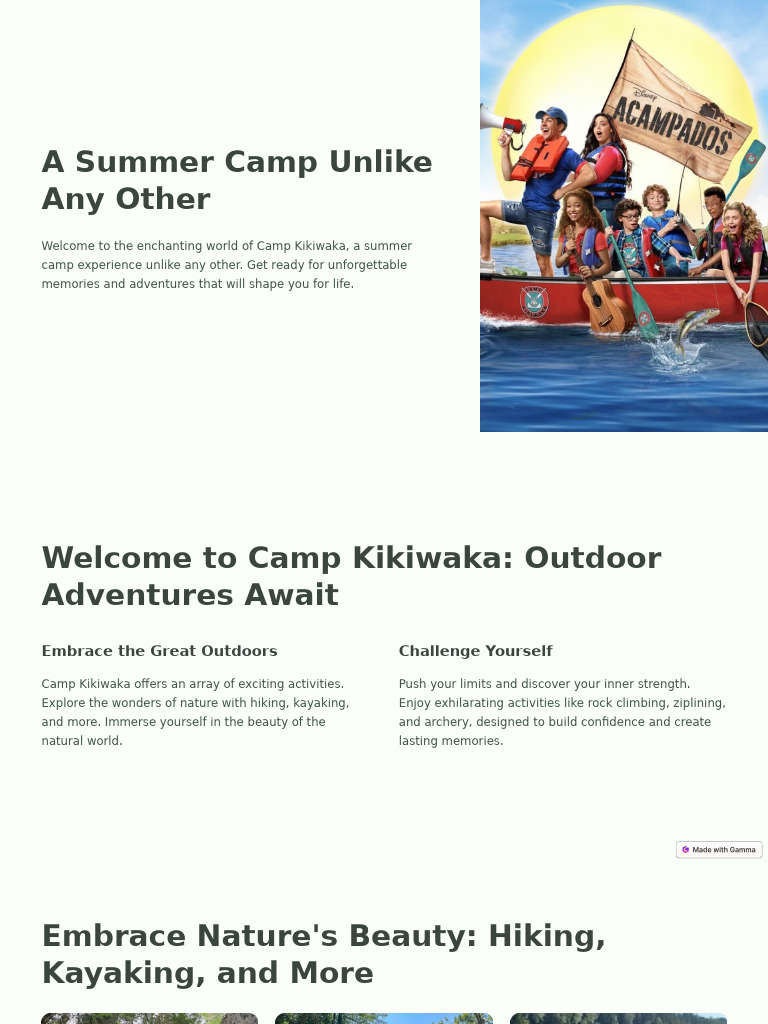 Camp Kikiwaka: Unforgettable Summer Adventures | PDF | Camping | Team Building