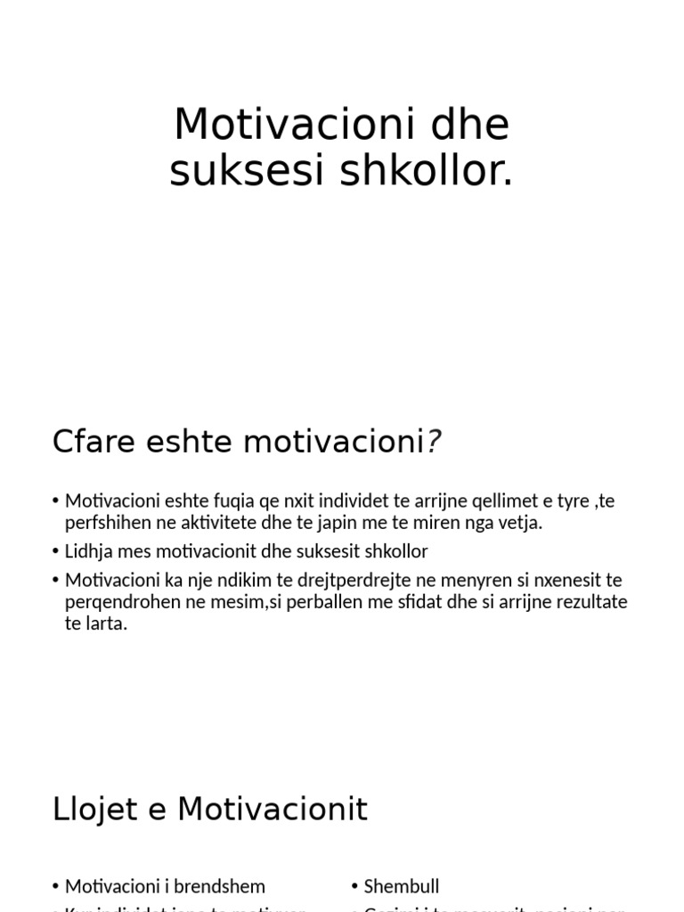Motivacioni Dhe Suksesi Shkollor | PDF